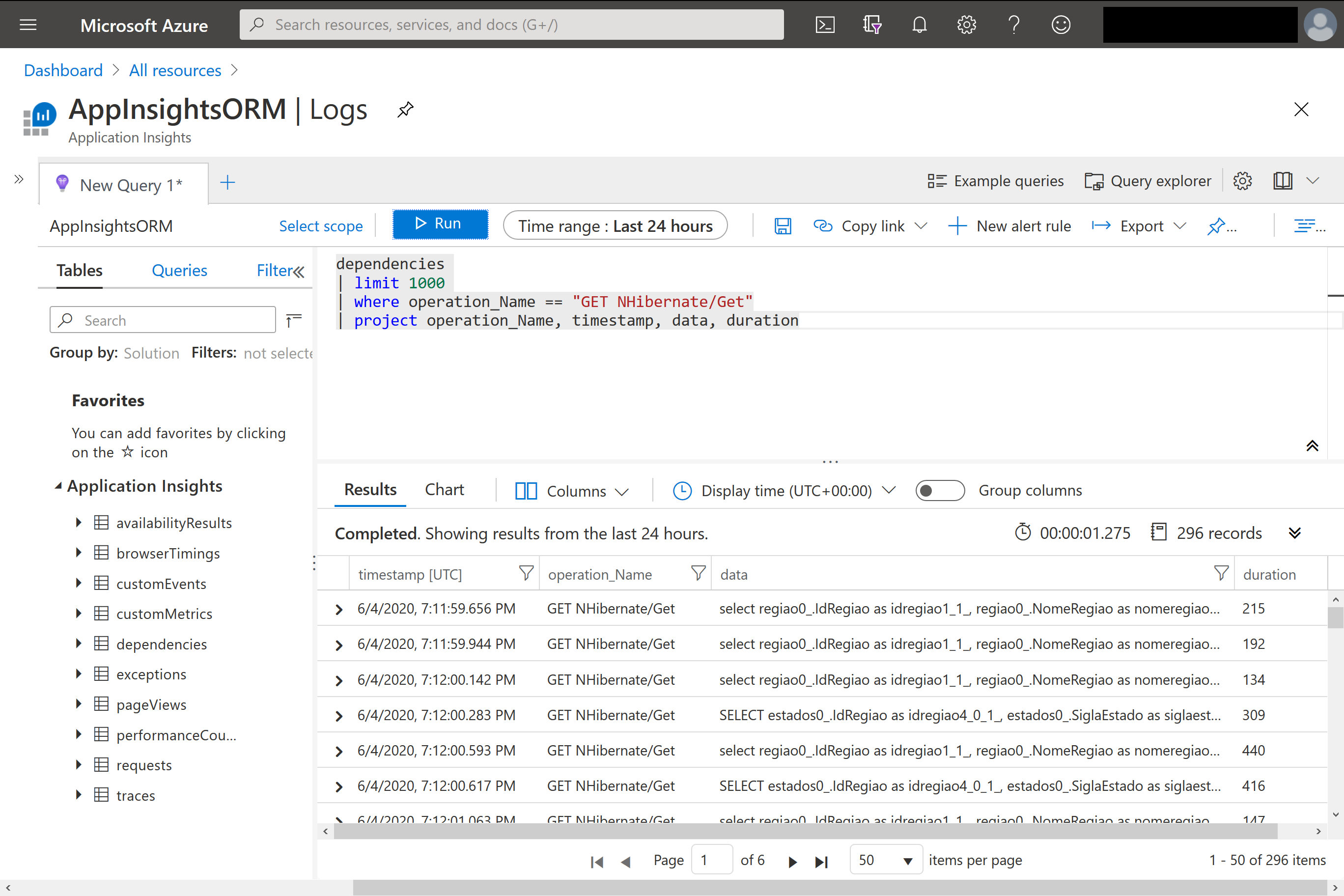 Aspnet Core Application Insights Monitorando O Uso De Dapper Entity Framework E Nhibernate 2234