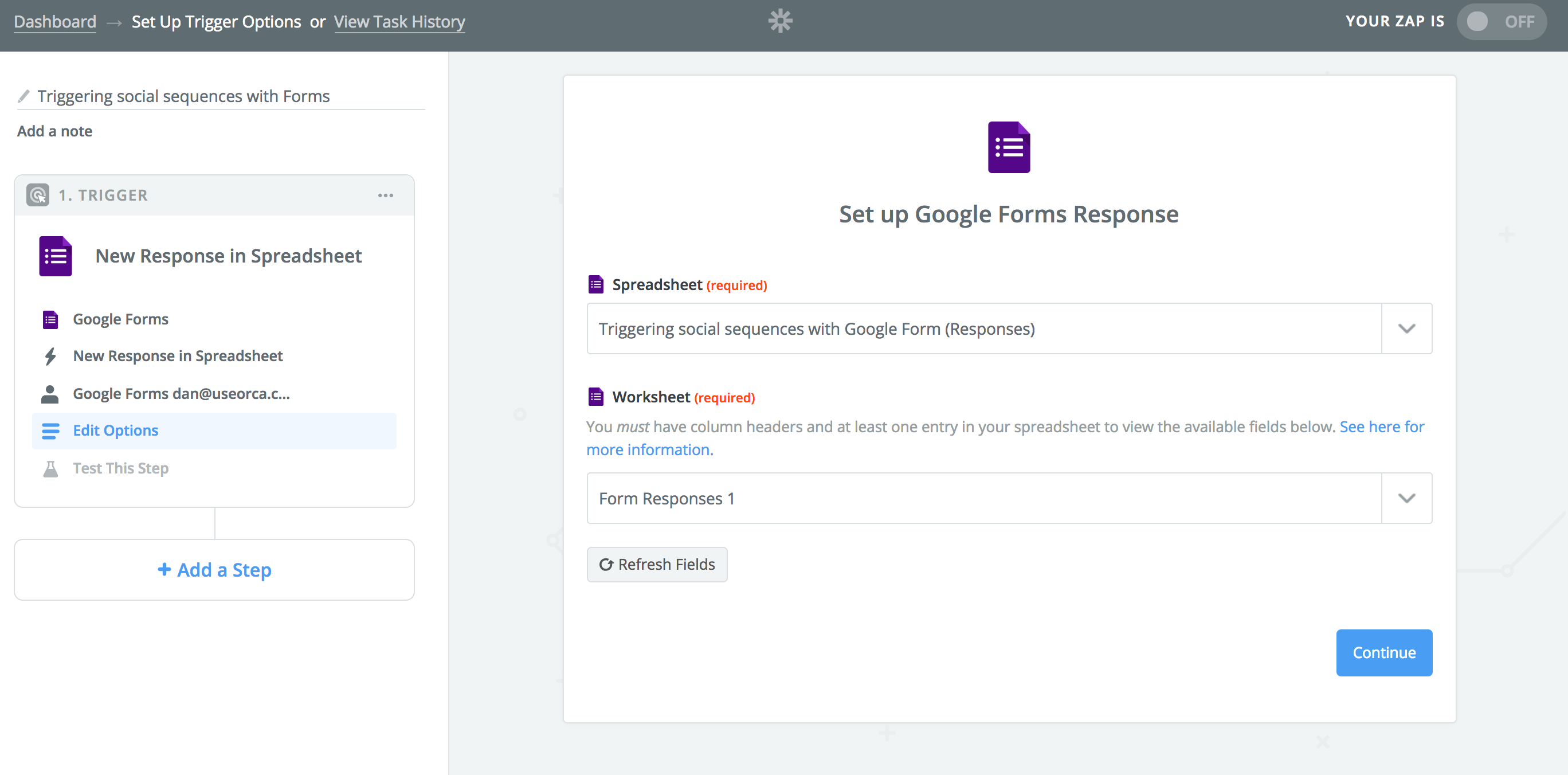 Triggering a social sequence with Google Forms to build your influence ...