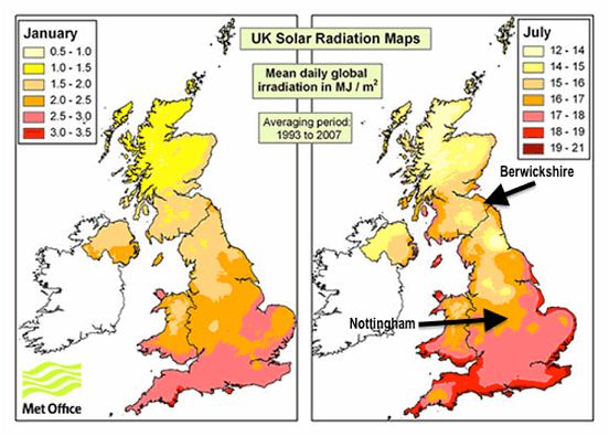 Here comes the sun — comparing solar insolation levels across the UK ...