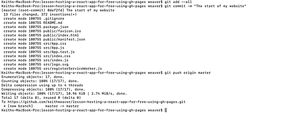 Hosting a React App for Free using Github Pages | by Keith Weaver | ITNEXT