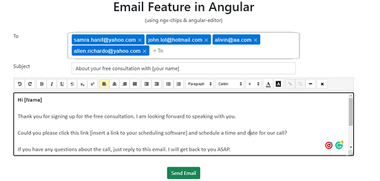Email Feature in Angular(using ngx-chips and angular-editor) | Medium