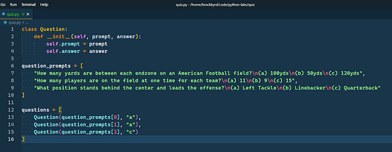 Creating A Multiple Choice Quiz In Python Terminal By Brock Byrd 