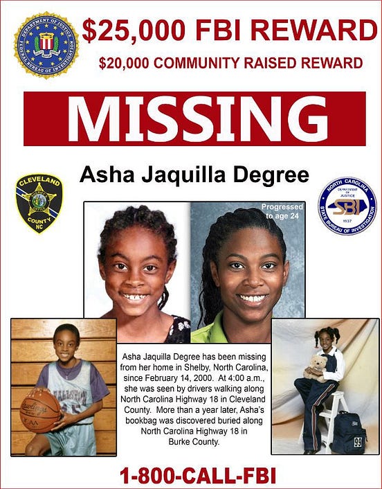 Shelby’s Sweetheart: The Disappearance of Asha Degree | by Jenn Baxter ...