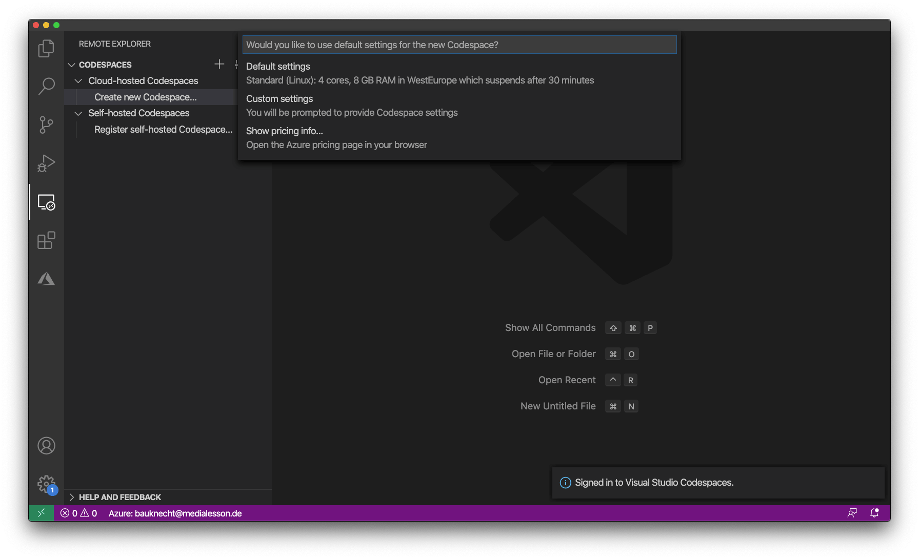 How to use Visual Studio Codespaces with Azure DevOps and SSH authentication | by Philipp ...