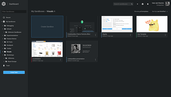 Announcing CodeSandbox Dashboard & Teams | by Ives van Hoorne | Medium