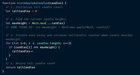 Birthday Cake Candles Algorithm Problem | by Alice Won | Medium