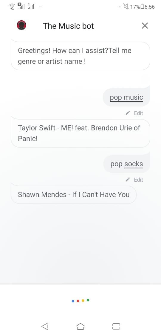 Creating a Music suggesting Chatbot: make google assistant suggest ...