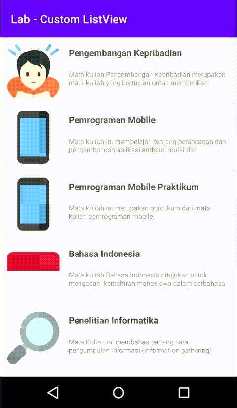 Custom ListView Android + User Interaction dengan Kotlin | by Muhammad Rosyid Izzulkhaq | Medium