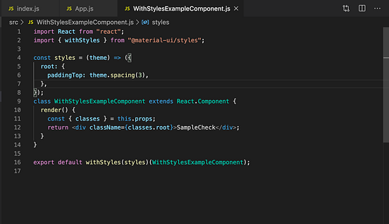 Material UI withStyles() for Class-based Components in React | by ...