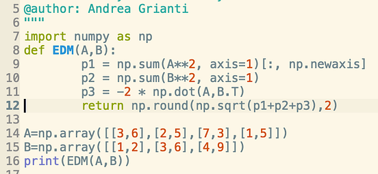 Euclidean Distance Matrix in Python | The Startup