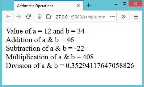 Write simple JavaScript with HTML for arithmetic expression evaluation and message printing | by ...