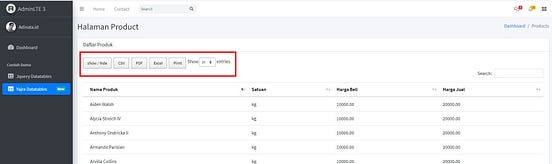 Menambahkan Tombol Export Csv Pdf Excel Print Pada Datatables Server