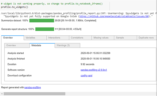 How to use Pandas-Profiling on Google Colab | by Aishah Ismail | Python ...
