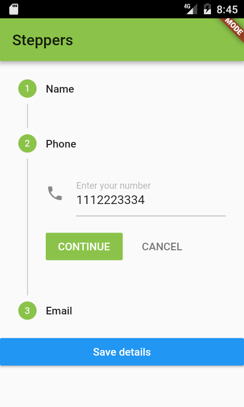 Steppers and Form in Flutter | Using Steppers | CodeChai