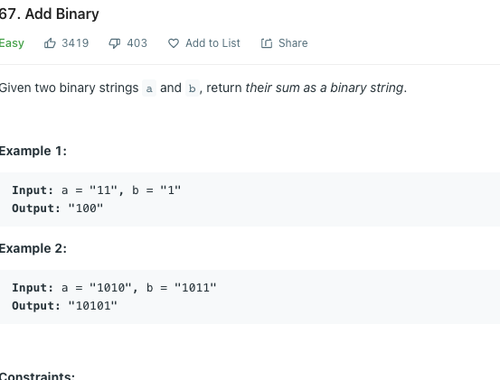 Leetcode 67 Add Binary Again Not Intuitive By Smddddddddddd Medium 7578