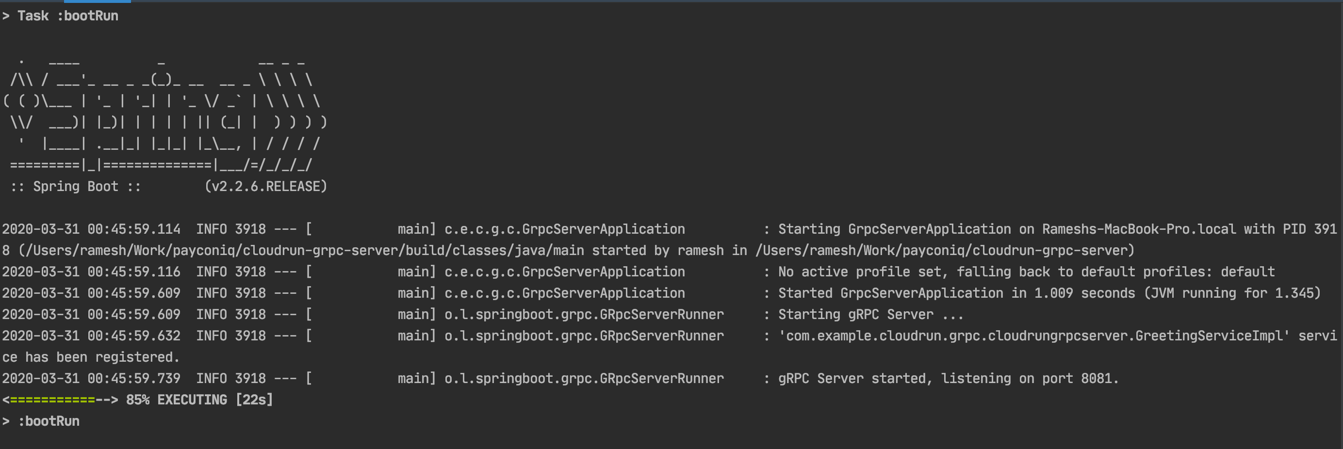 Google Cloud Run Service With gRPC Using Spring Boot