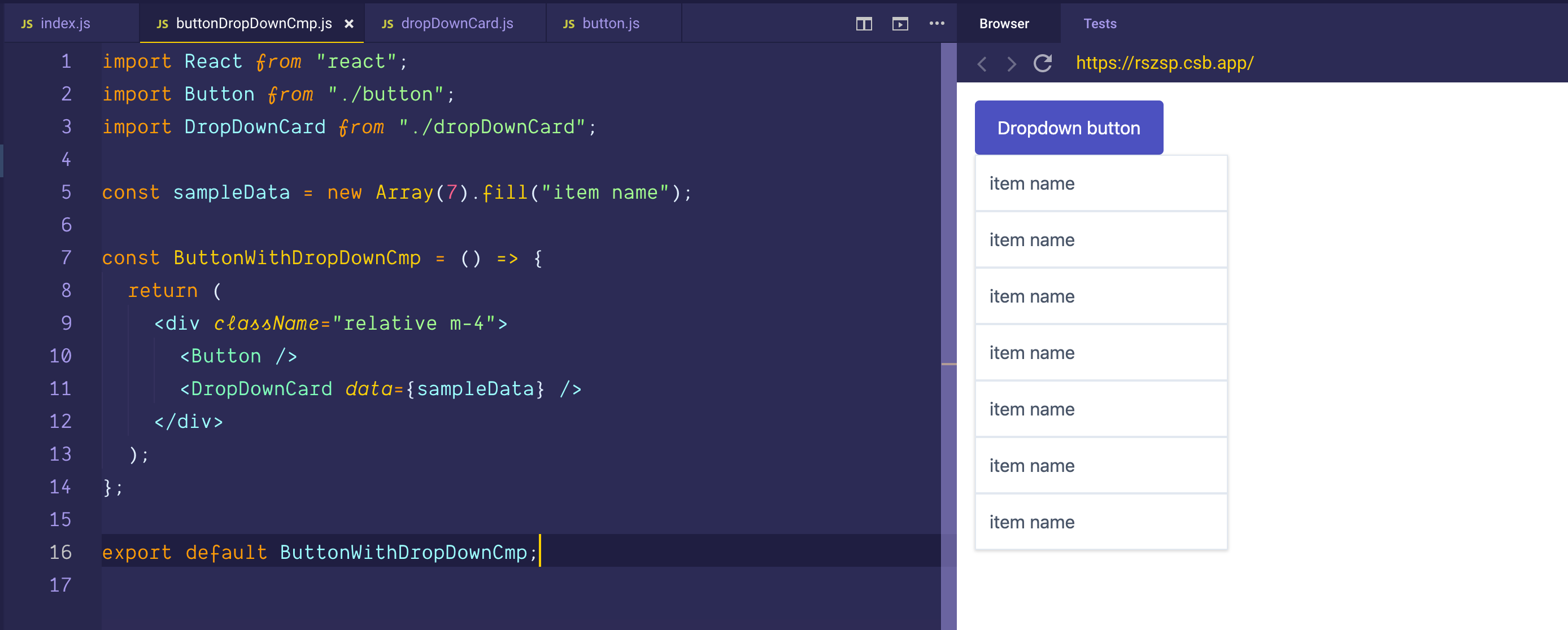 A dropdown button with React (beyond the toggle) | by Alex Suarez | Medium