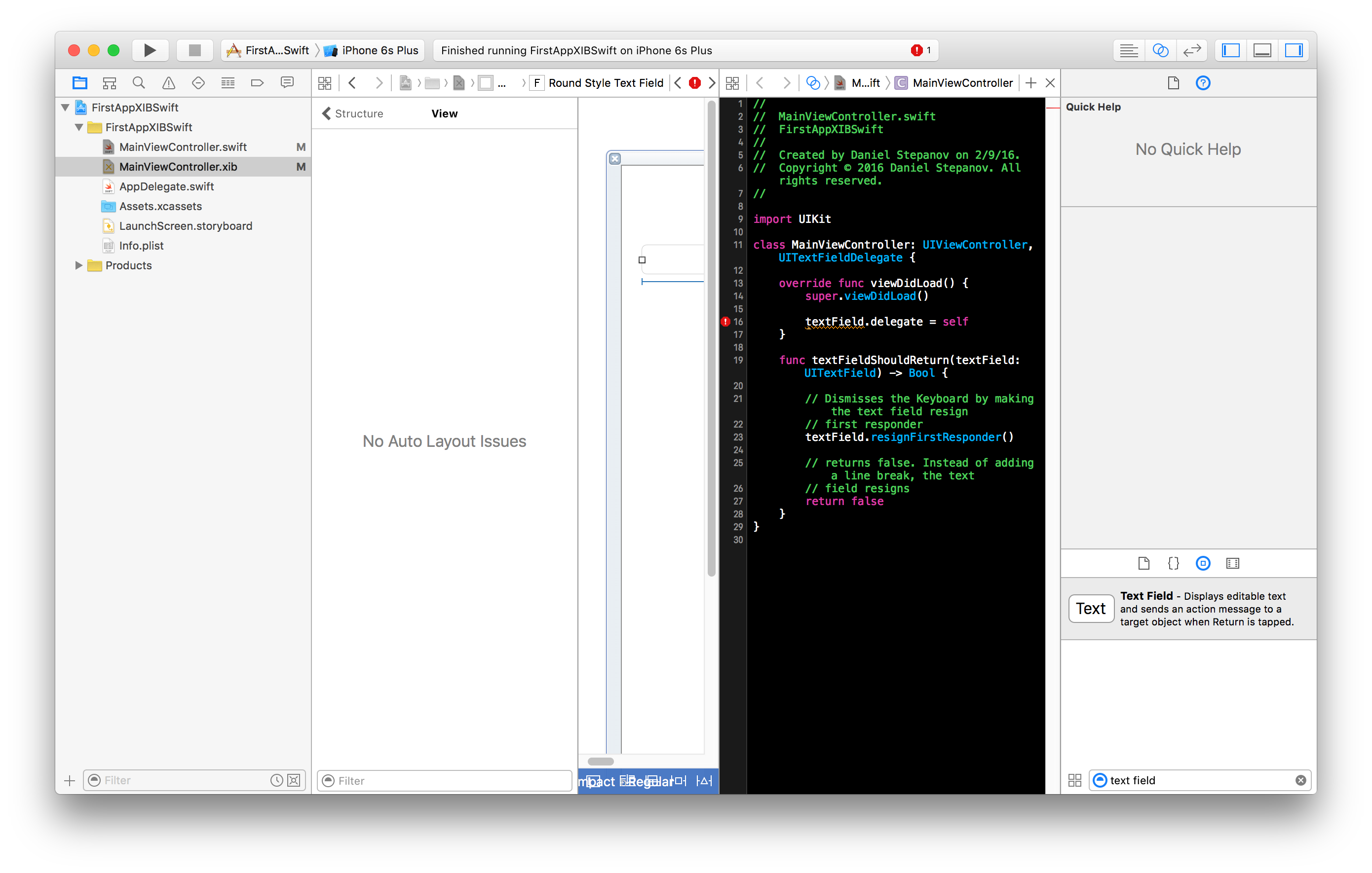 Your First Ios App Using Interface Builder Via Xibs Xcode 72 Swift 21 By Dan Stepanov
