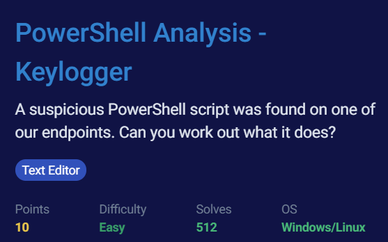 Blue Team Labs- PowerShell Analysis- Keylogger | by Aditya Sharma | Medium