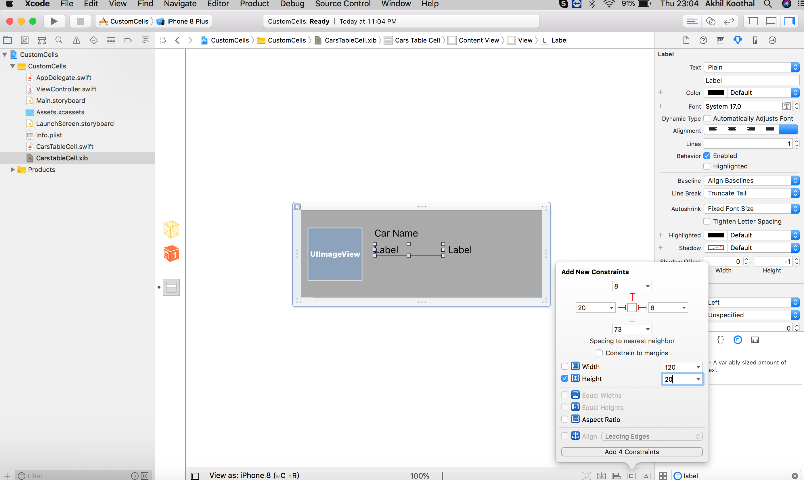 Custom Table Cell Ios Development By Akhil Koothal Medium