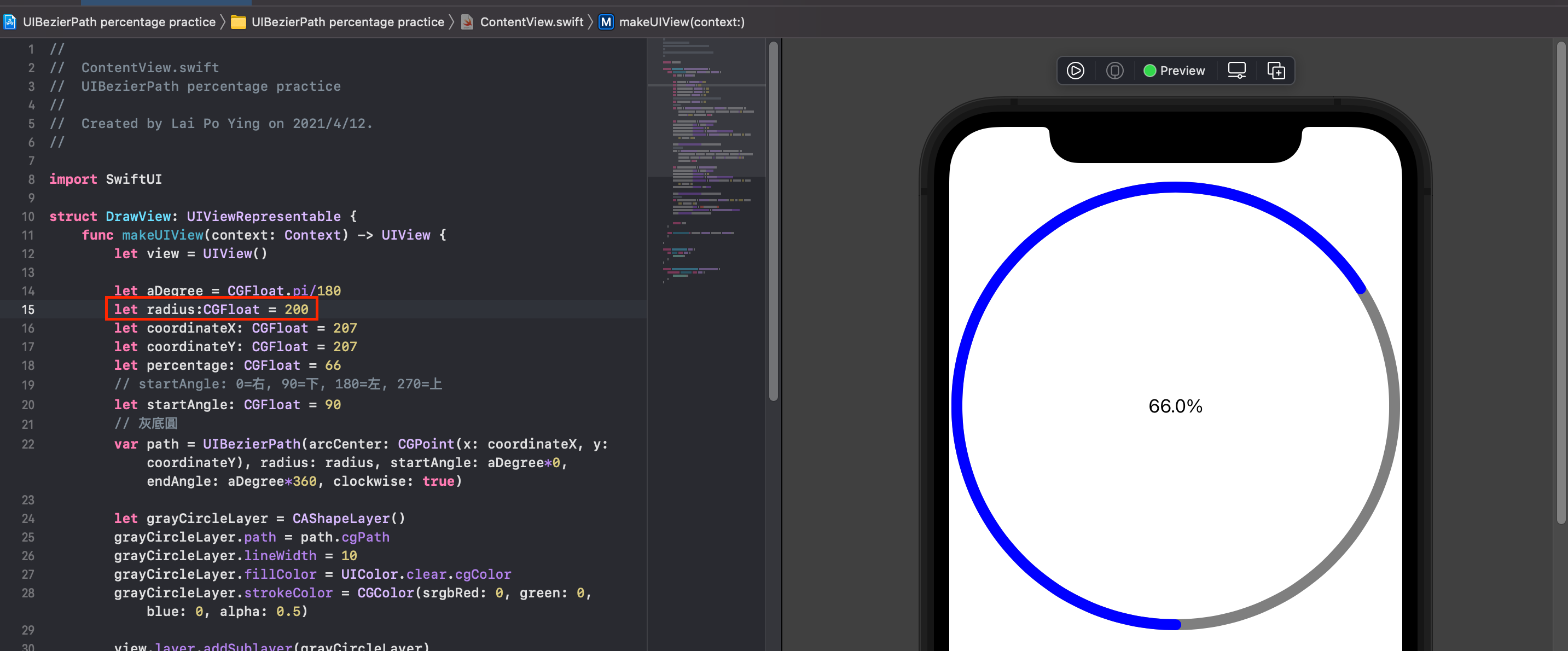 #16 Design circular progress ring, donut chart and pie chart with UIBezierPath | by Ivan Lai ...