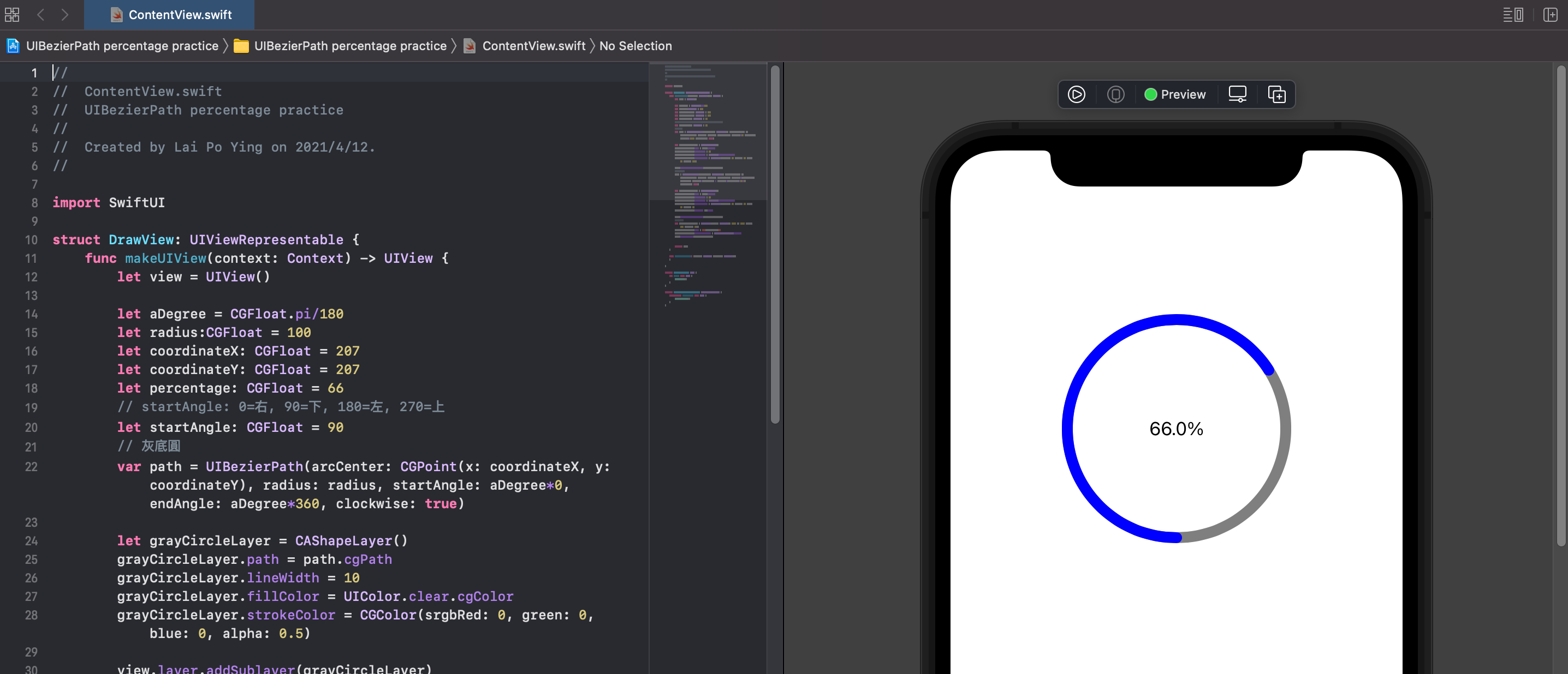#16 Design circular progress ring, donut chart and pie chart with UIBezierPath | by Ivan Lai ...