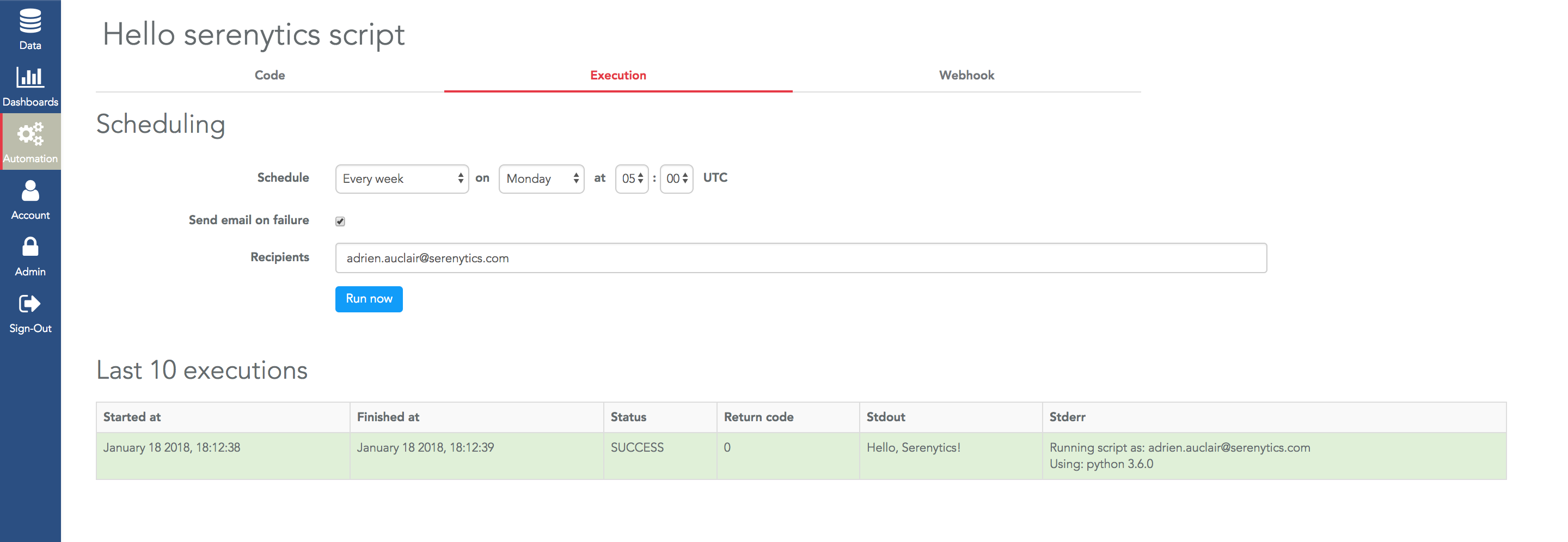 Running Python code in Serenytics | by Adrien Auclair | Serenytics | Medium