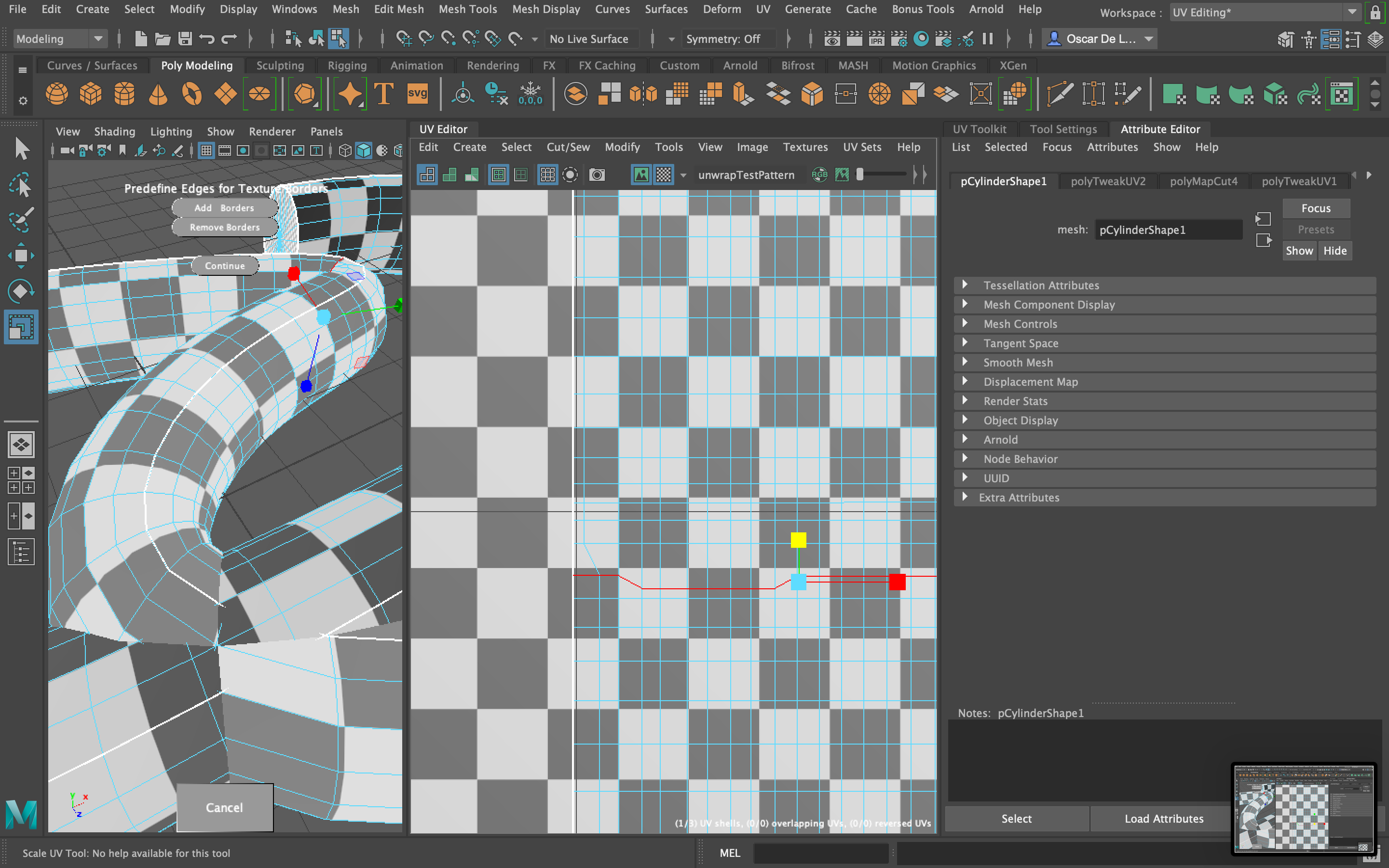 UV Mapping: How to Convert an Extruded Cylinder’s UV’s to Simple Layout