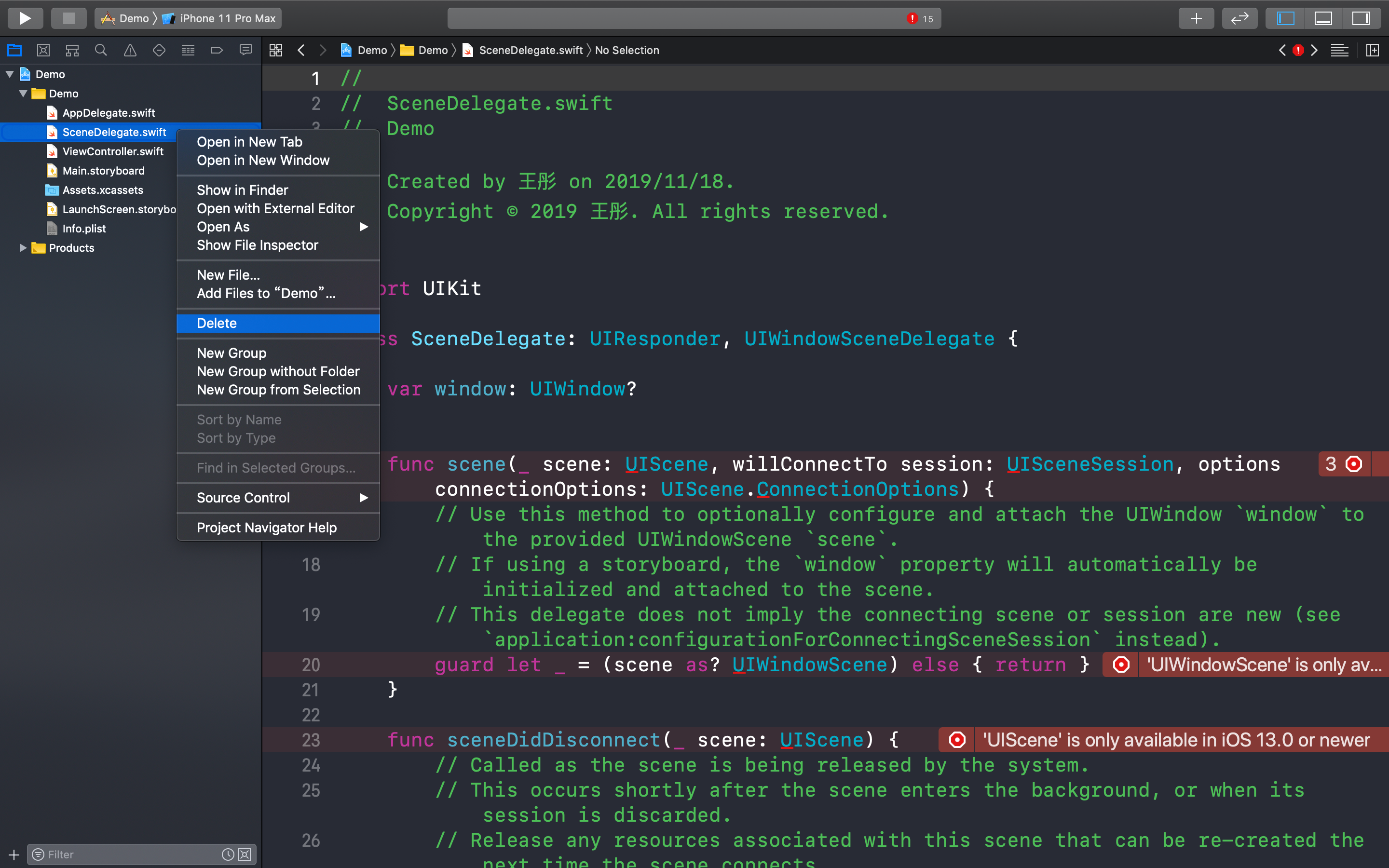 Xcode 11: 如何創建與iOS12相容的專案. 自從更新Xcode11之後，每個開啟新專案的小夥伴都會發現多了一個SceneDe… | by 王彤 | Tung's iOS | Medium