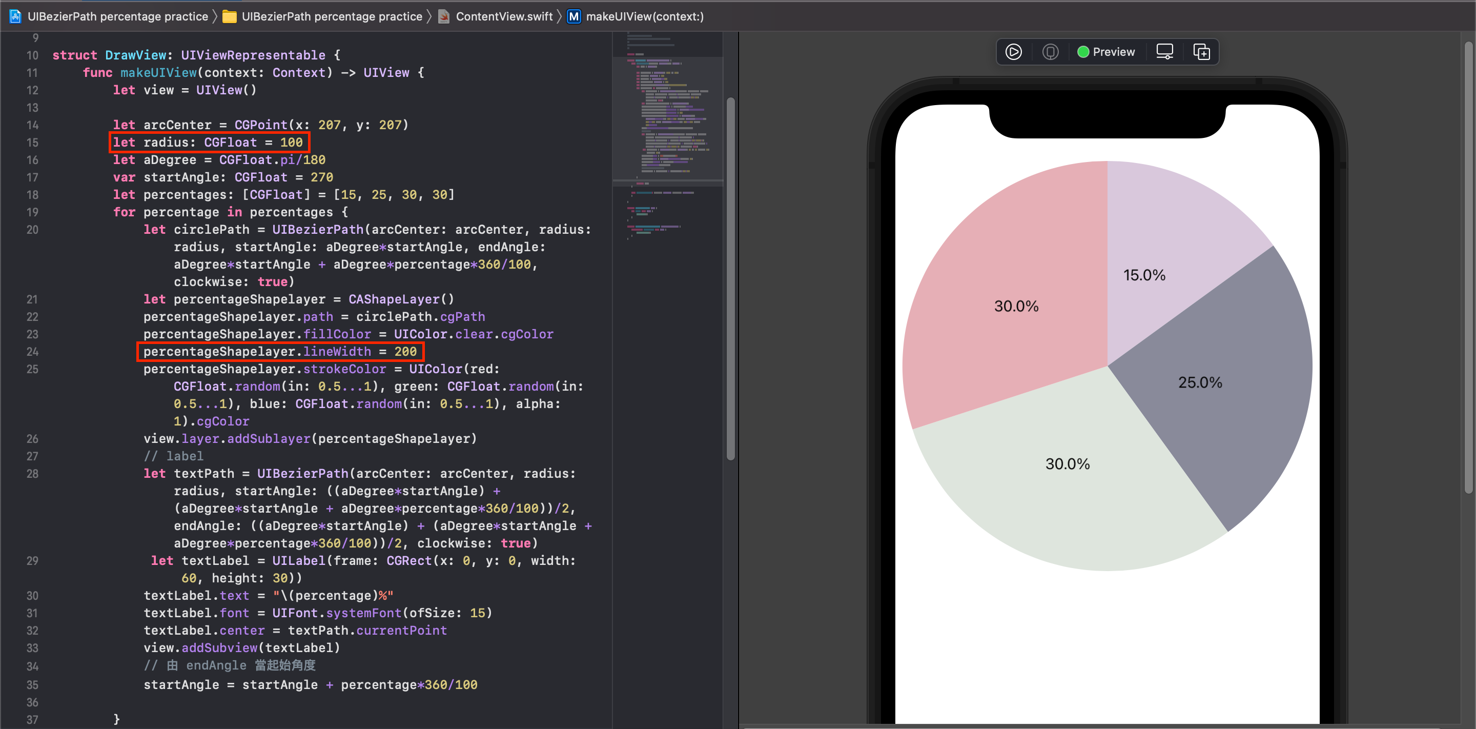 #16 Design circular progress ring, donut chart and pie chart with UIBezierPath | by Ivan Lai ...