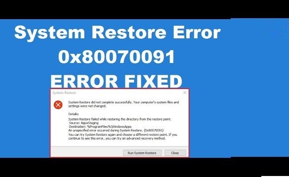 How to Fix 0x80070091 System Restore Error on Windows 10? | by Gerry ...