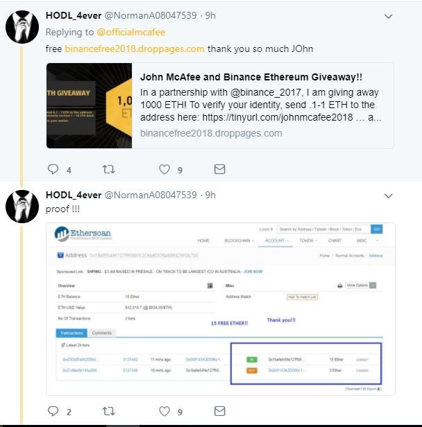 Cryptocurrency “Giveaway SCAMS” on Twitter | by Criotam | Medium