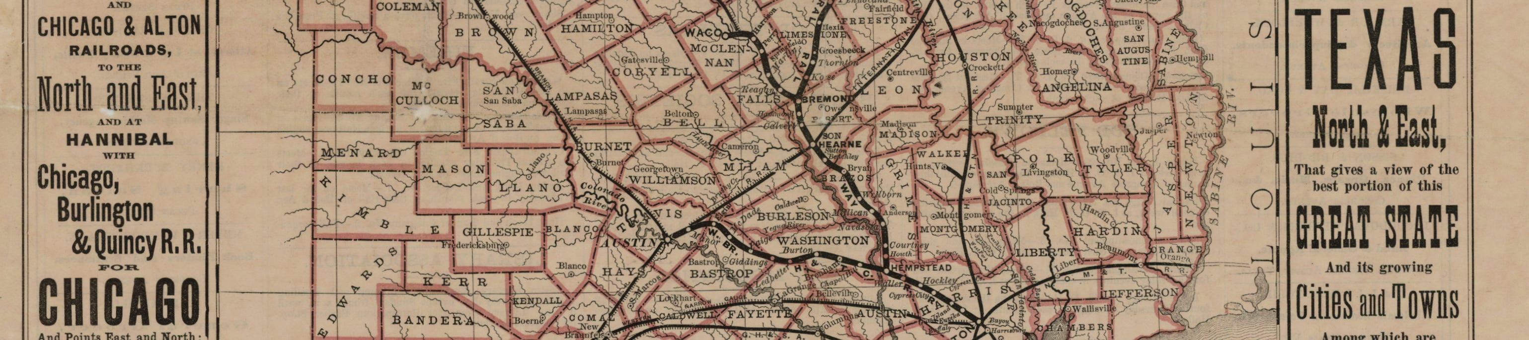 County and Railroad Map of Texas, 1876 | by Texas General Land Office ...