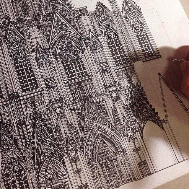 Artist Creates Meticulously Detailed Ink Drawings of Architecture ...