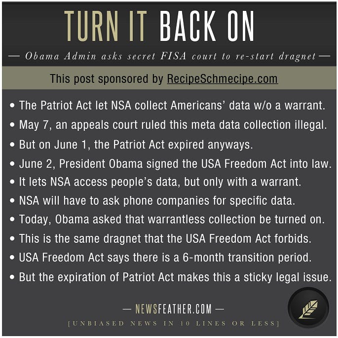 Turn It Back On. Obama Admin asks secret FISA court to… | by News ...
