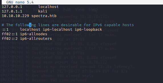 HackTheBox : Spectra Walkthrough
