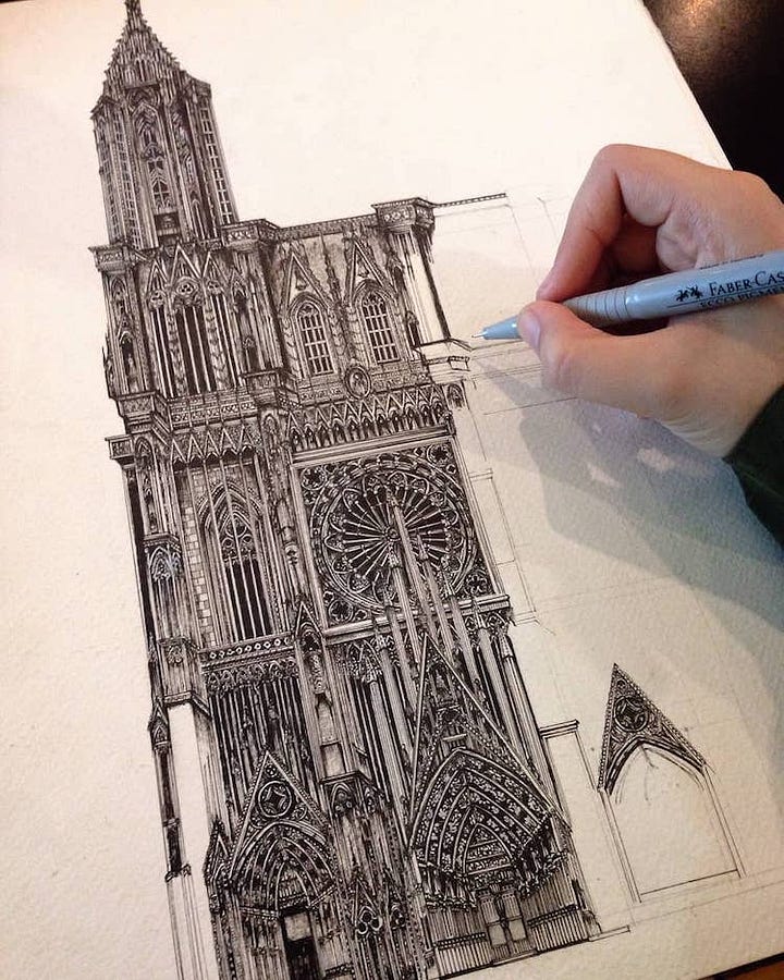 Artist Creates Meticulously Detailed Ink Drawings of Architecture ...