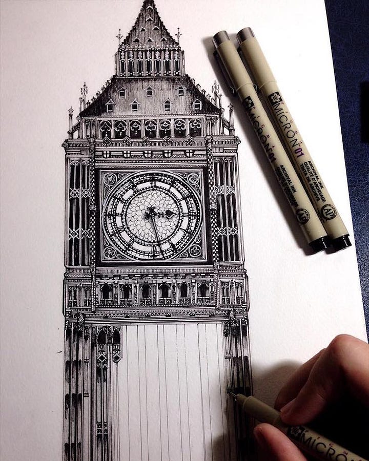 Artist Creates Meticulously Detailed Ink Drawings of Architecture ...