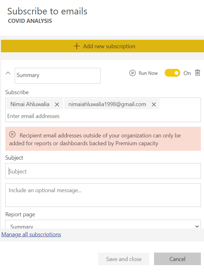 Setting up Power BI Subscriptions for External Users using Outlook Free ...