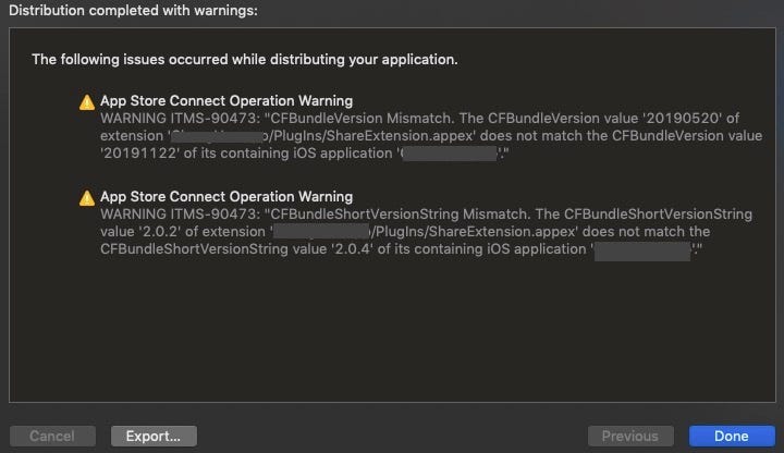 “cfbundleversion Mismatch” Warning Message In Xcode By Peggy Tsai Medium