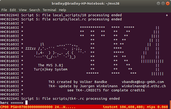 Run your own mainframe using Hercules mainframe emulator and MVS 3.8j tk4 | by Bradley Rigg | Medium
