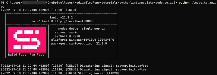 Turn Your Python Code into an API in a Few Minutes With Sanic | by ...