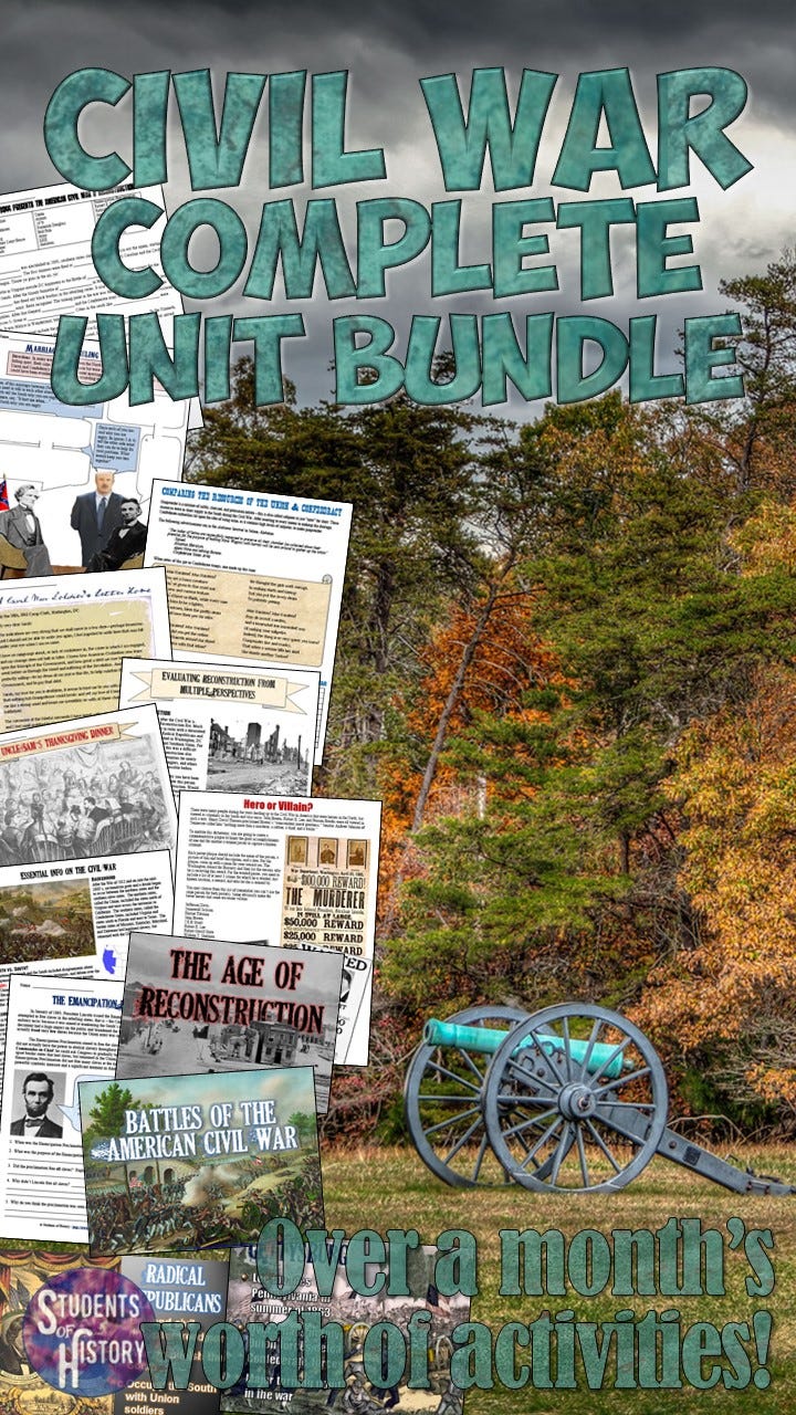 Civil War and Reconstruction Activities Bundle | by Students of History ...