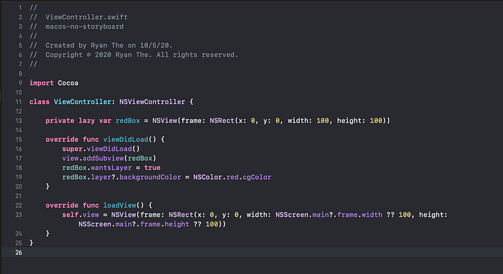 Creating macOS apps without a storyboard or .xib file with Swift 5 | by Ryan Theodore The | Medium