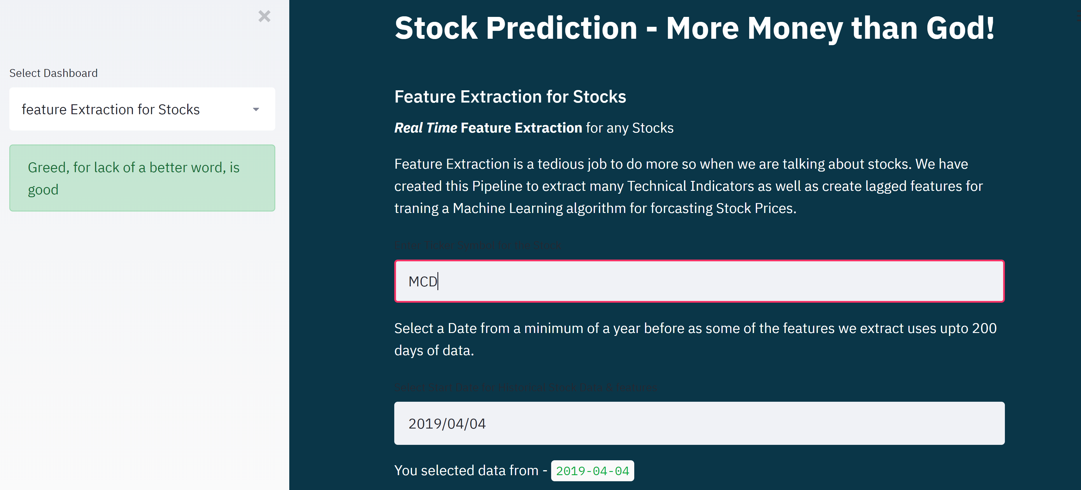 Feature Extraction & Stock Prediction using Machine Learning: Streamlit ...