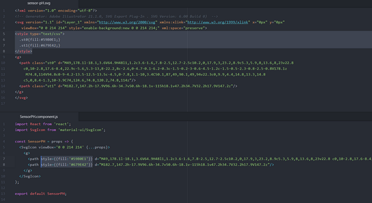 Changing a Multicolor SVG icon of type .svg into react component using ...