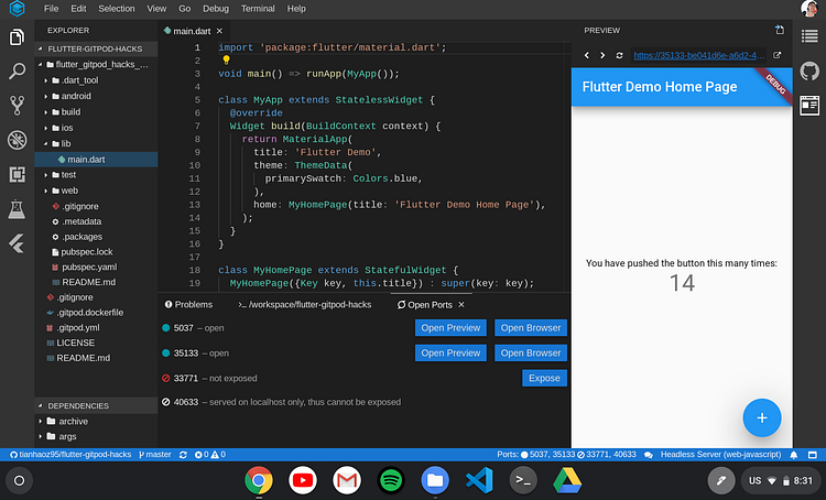 Flutter hot-reload in Gitpod. Challenge accepted ;) | by Tianhao Zhou | The Startup | Medium