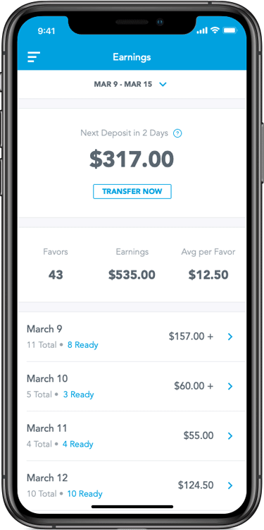 Explore your new Earnings page. Getting paid just got easier | by Favor ...