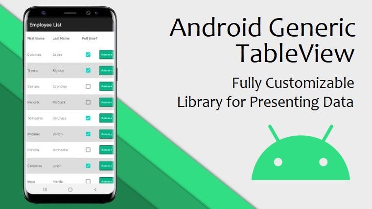 Android Generic TableView — Fully Customizable Library for Presenting ...