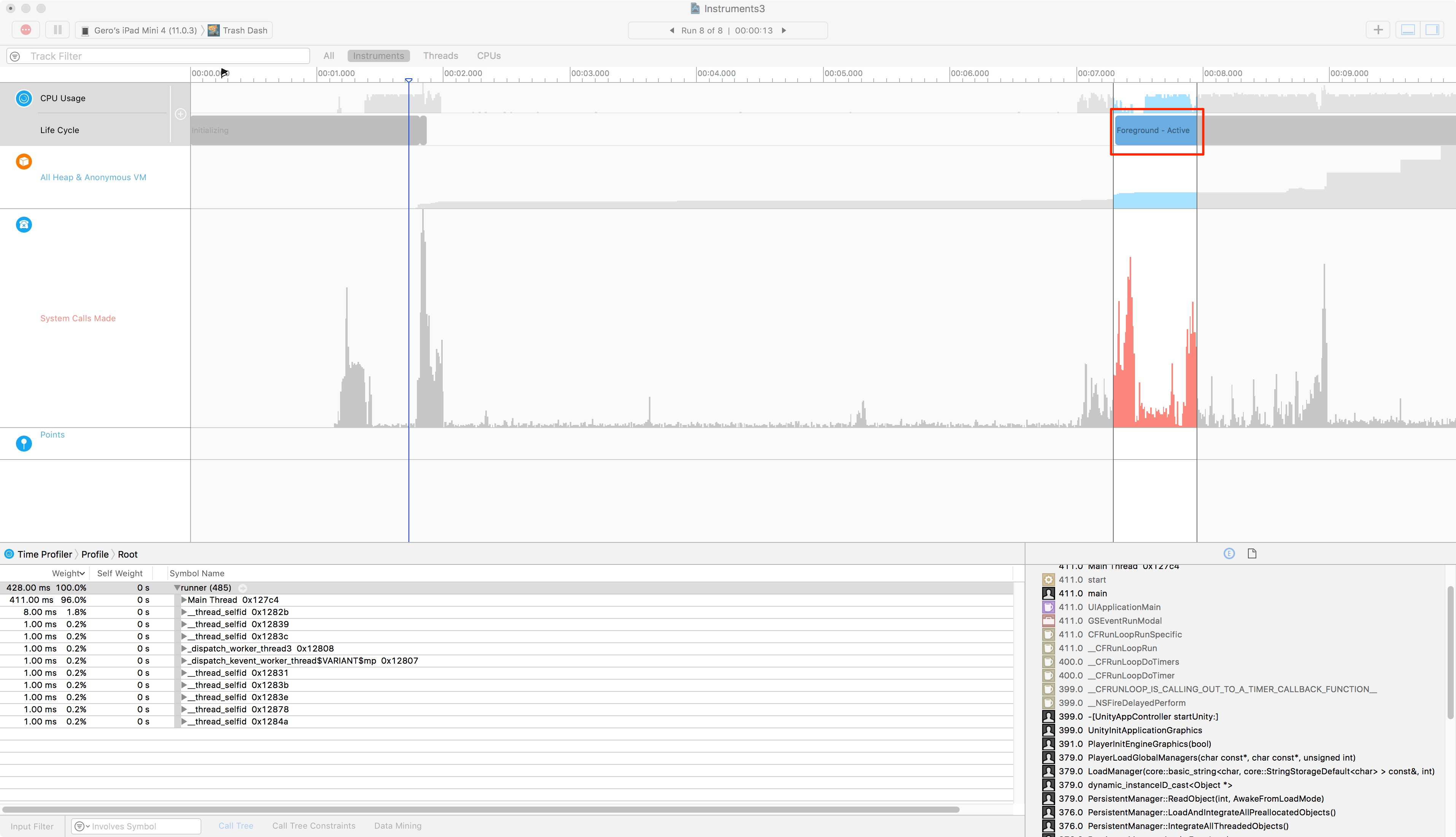 Points of Interest — Profiling Unity with Xcode Instruments | by Gero Gerber — app|tects | Medium